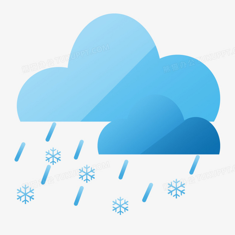 蓝色渐变雨夹雪图标元素PNG图片素材下载_蓝色PNG_熊猫办公