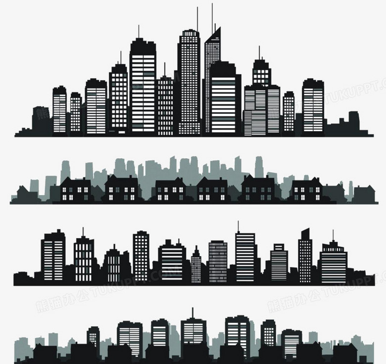 城市剪影PNG图片素材下载_剪影PNG_熊猫办公
