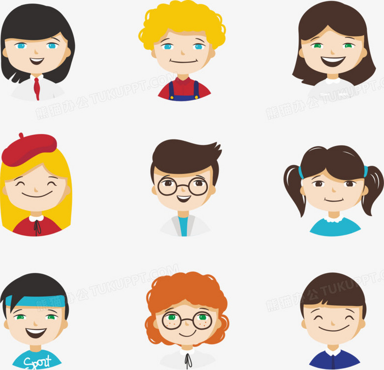 卡通人物头像PNG图片素材下载_卡通人物PNG_熊猫办公