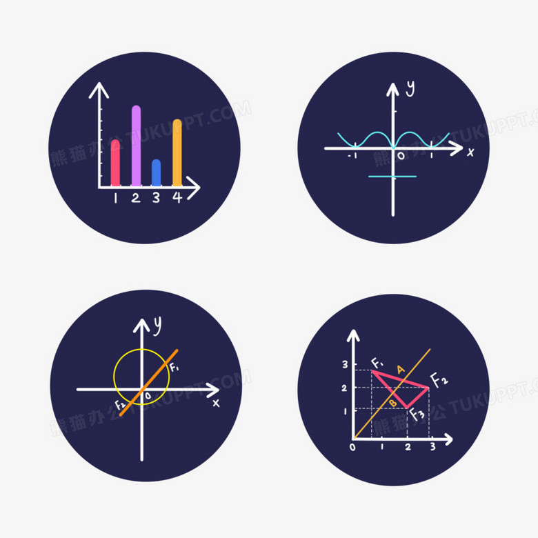 一组手绘卡通数学公式图标元素PNG图片素材下载_卡通PNG_熊猫办公