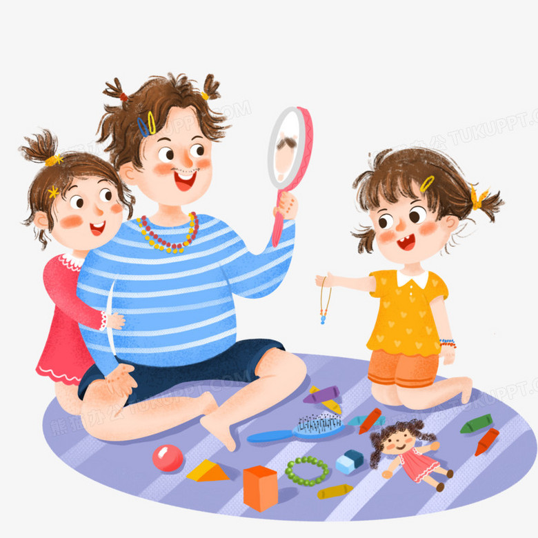 手绘卡通爸爸带娃搞笑场景插画元素png图片素材下载插画png熊猫办公