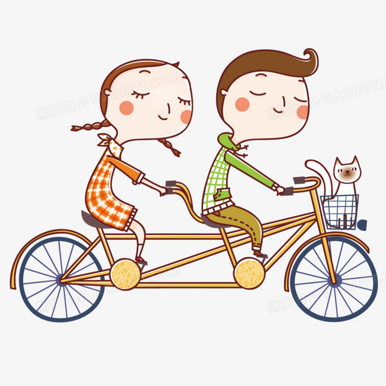 情侣骑双人自行车png图片素材下载双人png熊猫办公