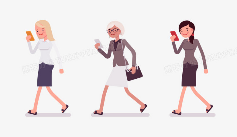 卡通人物看手机PNG图片素材下载_手机PNG_熊猫办公