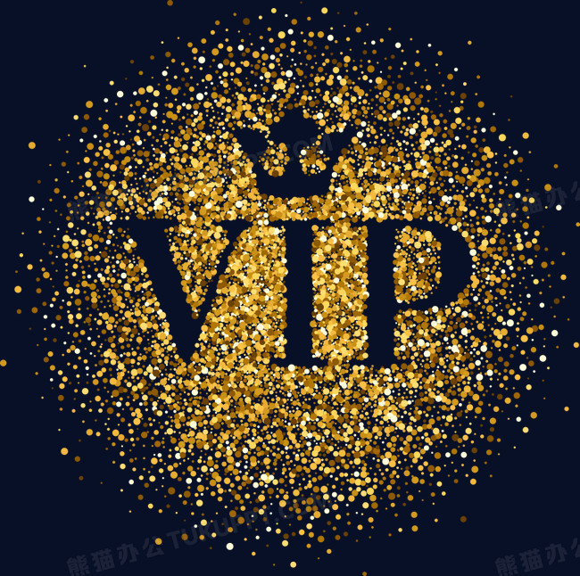 矢量金色闪光中的vipPNG图片素材下载_金色PNG_熊猫办公