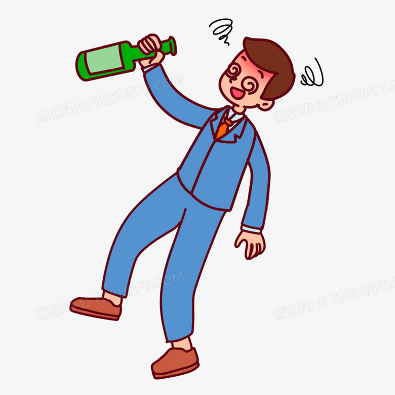 手绘卡通喝醉醉酒png图片素材下载手绘png熊猫办公