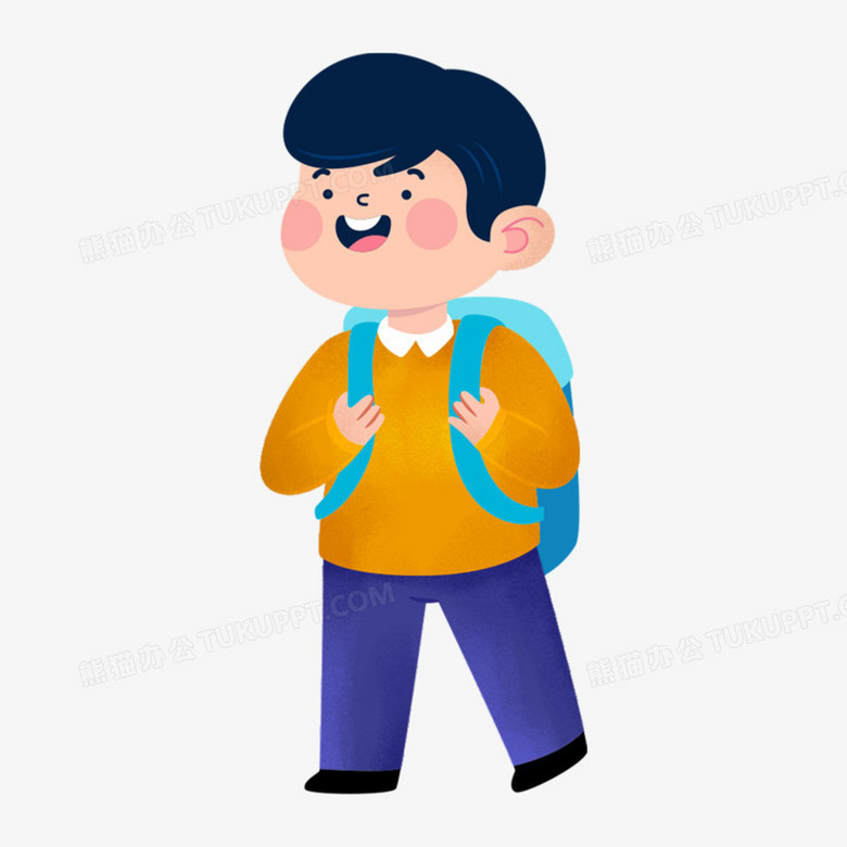 卡通手绘免抠上学的男同学PNG图片素材下载_手绘PNG_熊猫办公