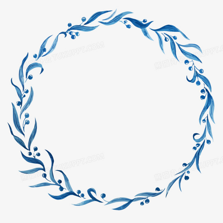 蓝色花纹边框PNG图片素材下载_花纹PNG_熊猫办公