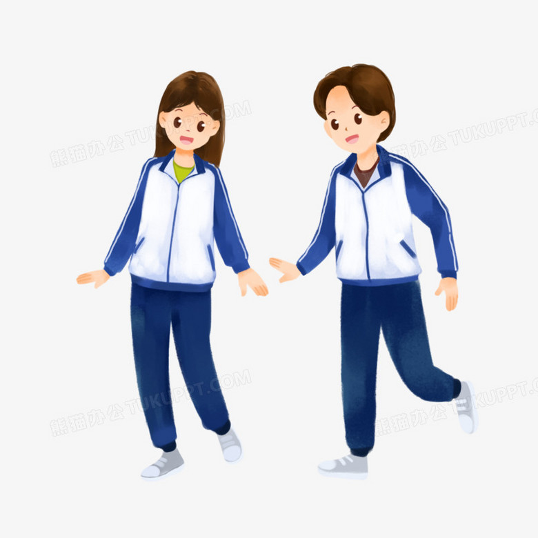 卡通手绘穿校服的男女高中生png图片素材下载素材png熊猫办公