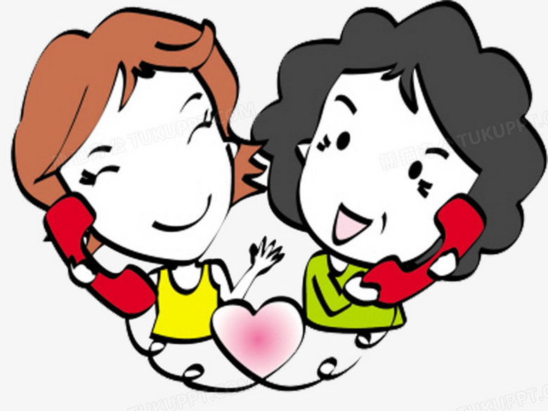 卡通手绘打电话的母女png图片素材下载打电话png熊猫办公