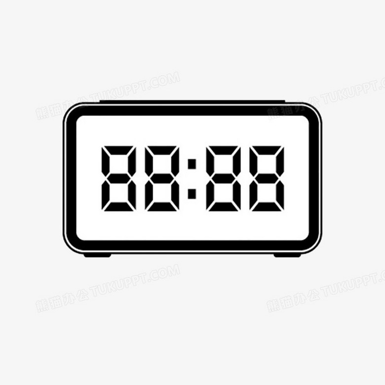 黑白矢量数字时钟PNG图片素材下载_矢量PNG_熊猫办公