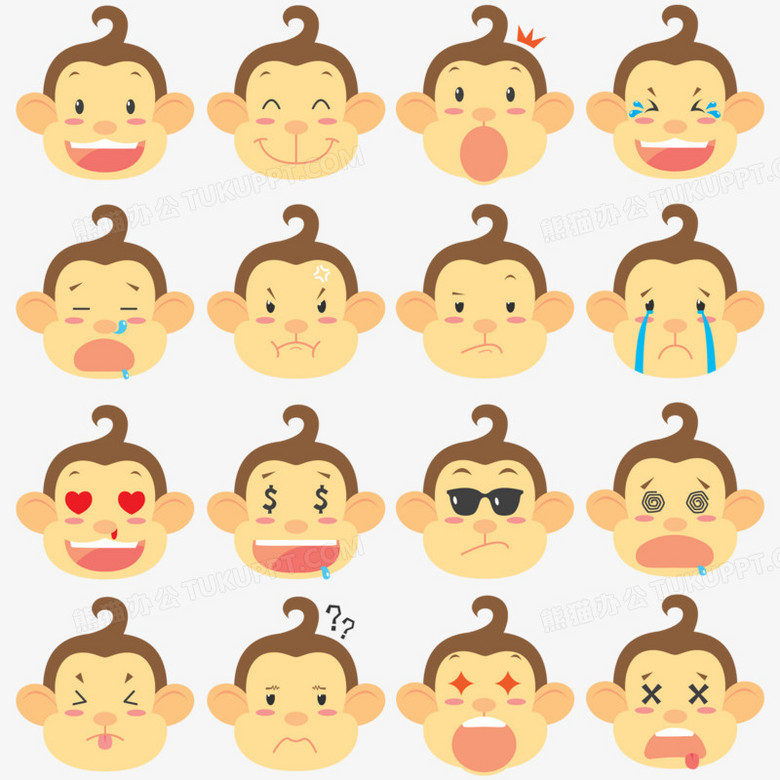 矢量猴子表情收集PNG图片素材下载_猴子PNG_熊猫办公