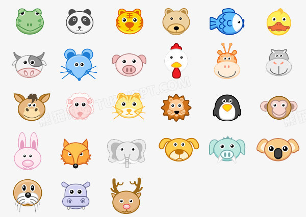 卡通动物头像PNG图片素材下载_动物PNG_熊猫办公