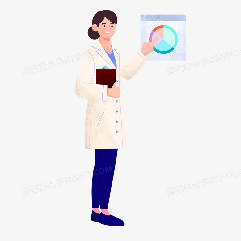 手绘插画风科研人员分析数据PNG图片素材下载_手绘PNG_熊猫办公