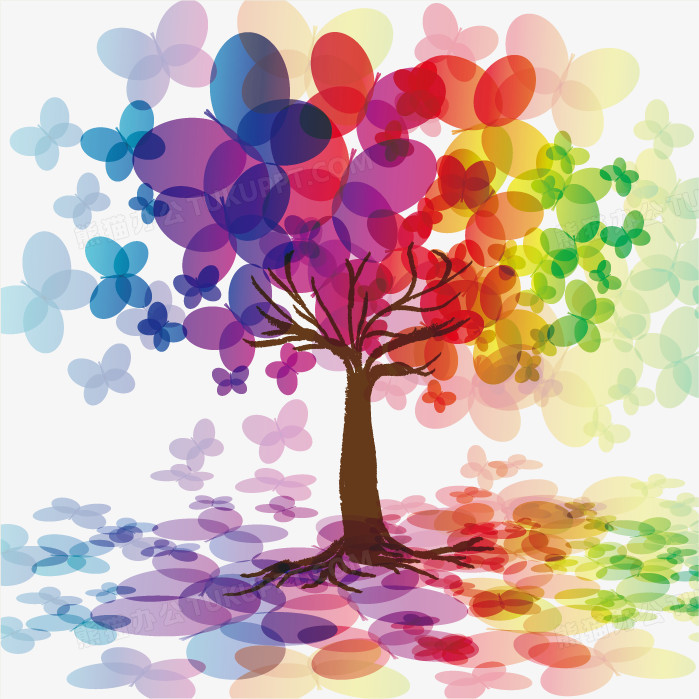 唯美七色树PNG图片素材下载_唯美PNG_熊猫办公