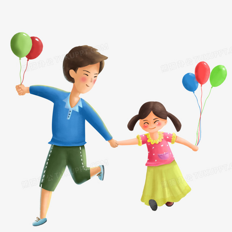 手绘卡通爸爸和孩子玩免抠元素PNG图片素材下载_卡通PNG_熊猫办公