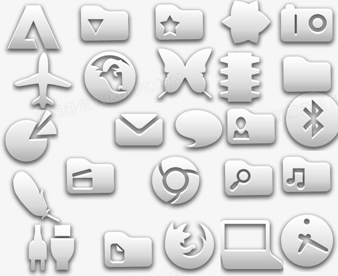 白色图标系列PNG图片素材下载_白色PNG_熊猫办公