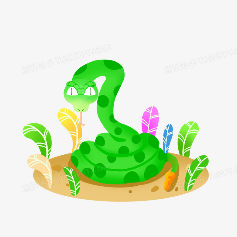 一组手绘插画风十二生肖动物合集之蛇PNG图片素材下载_手绘PNG_熊猫办公