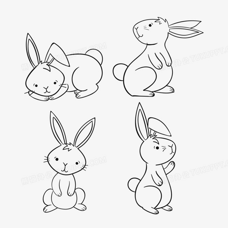 兔线条画,线条画儿童画_大山谷图库