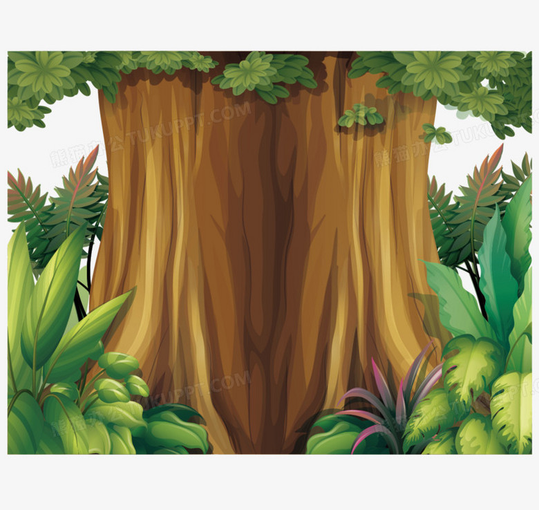 千年老树干和绿色植物PNG图片素材下载_老树PNG_熊猫办公