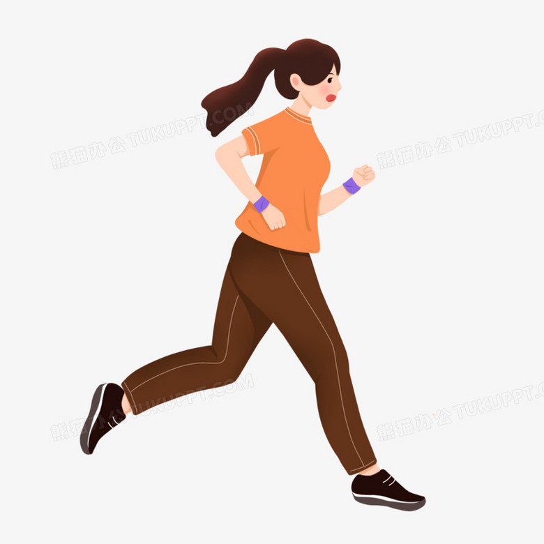卡通女生跑步免抠元素PNG图片素材下载_跑步PNG_熊猫办公