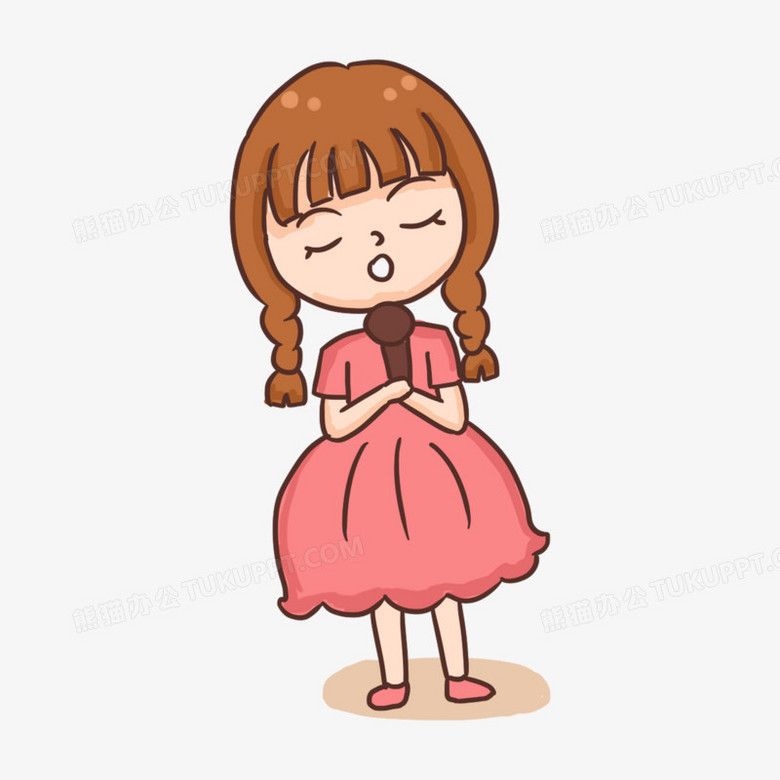 手绘卡通女孩唱歌表演元素PNG图片素材下载_卡通PNG_熊猫办公