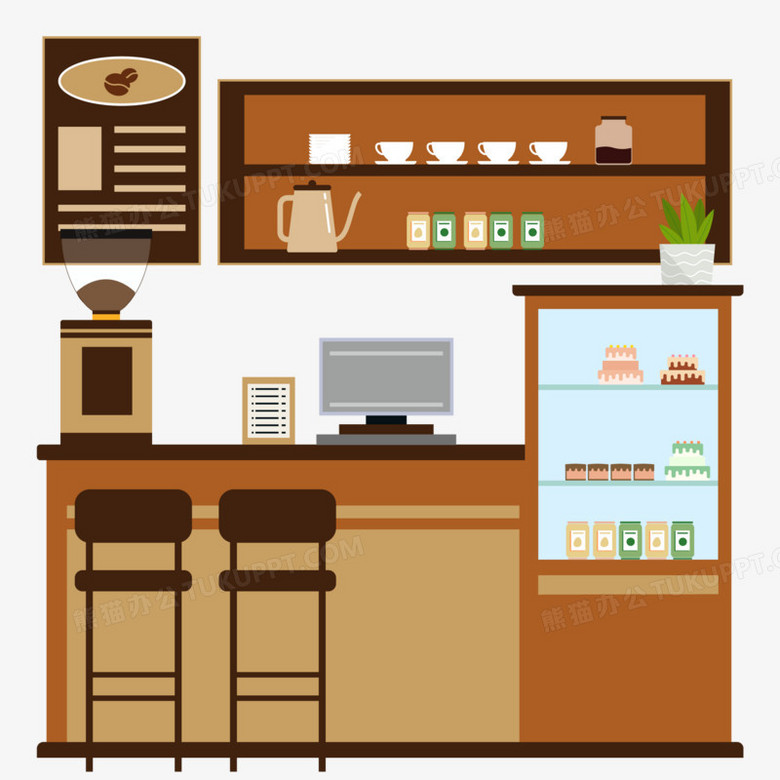 扁平矢量吧台插画元素PNG图片素材下载_元素PNG_熊猫办公