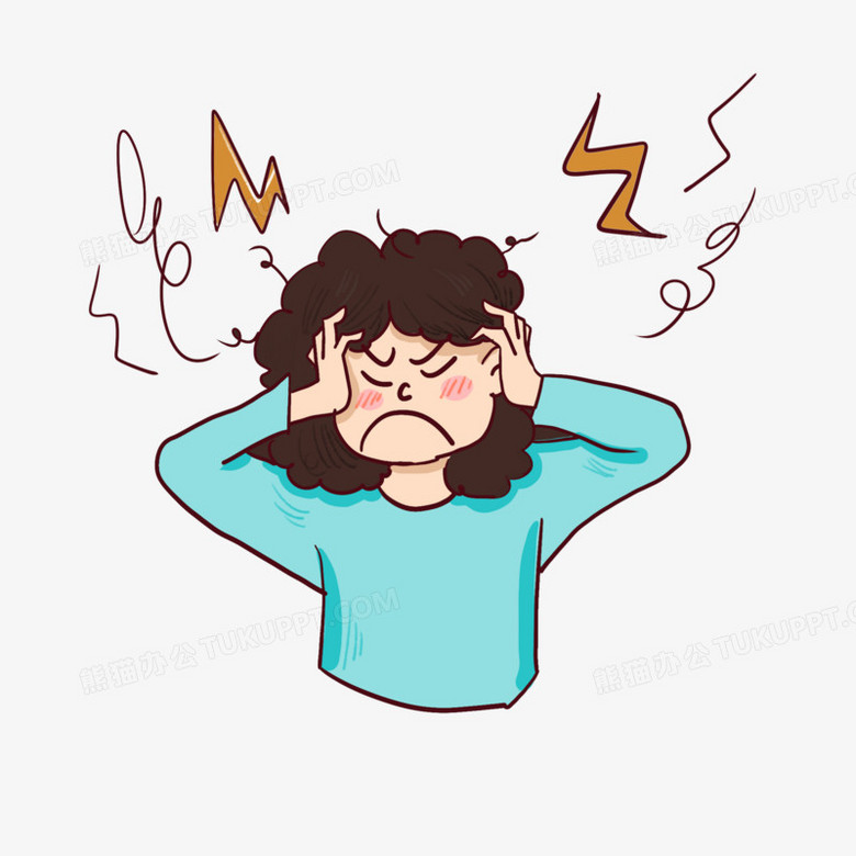 卡通女孩生气被噪音污染PNG图片素材下载_素材PNG_熊猫办公