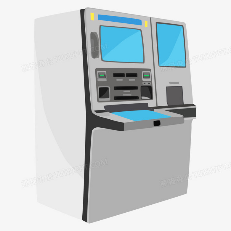 手绘立体矢量atm取款取钱机PNG图片素材下载_矢量PNG_熊猫办公