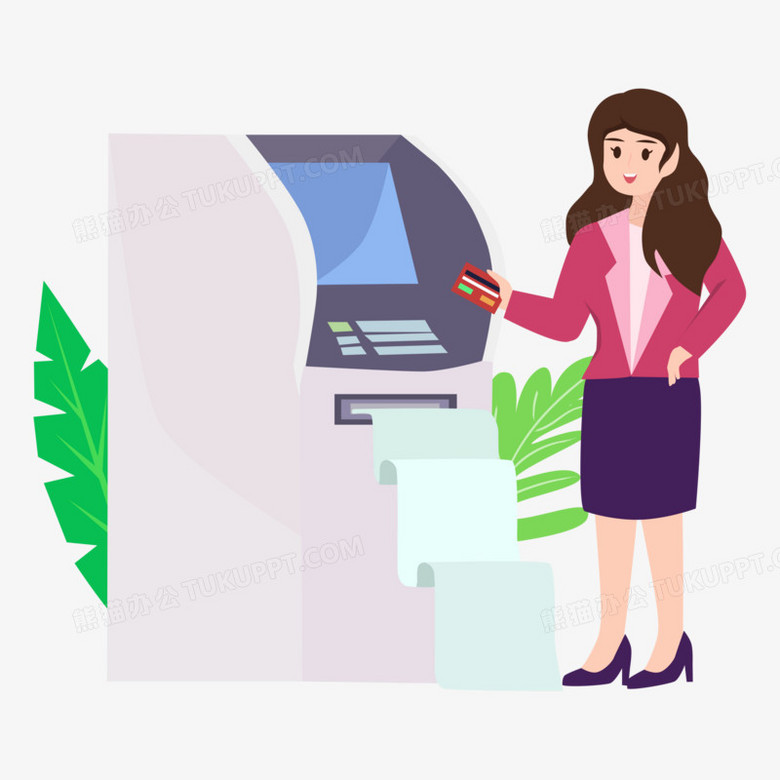 卡通女性取款PNG图片素材下载_卡通PNG_熊猫办公