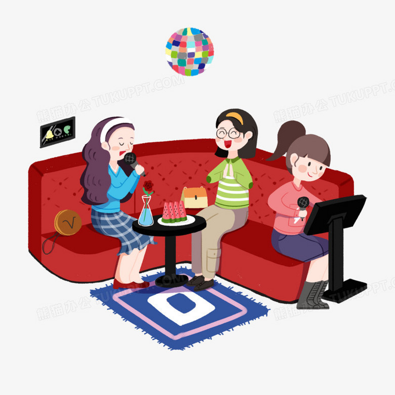 手绘闺蜜团ktv唱k厂家PNG图片素材下载_素材PNG_熊猫办公
