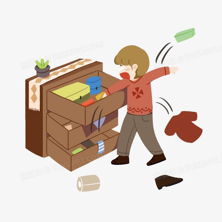 手绘男孩翻找东西png图片素材下载男孩png熊猫办公