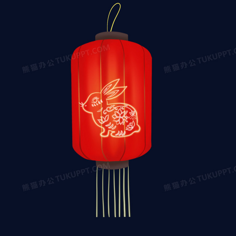 手绘兔子灯笼免抠元素PNG图片素材下载_兔子PNG_熊猫办公