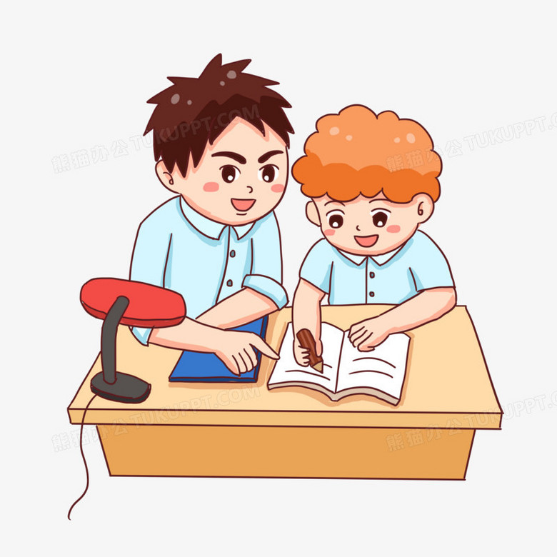 手绘卡通爸爸辅导孩子阅读做功课免抠元素PNG图片素材下载_阅读PNG_熊猫办公