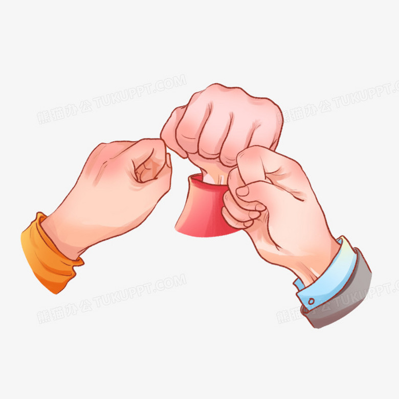 手绘三个拳头碰拳合作元素PNG图片素材下载_合作PNG_熊猫办公