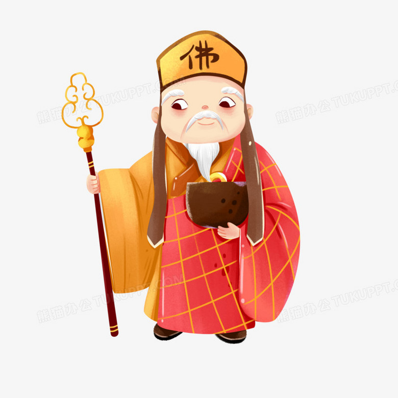 手绘q版白蛇传人物法海PNG图片素材下载_手绘PNG_熊猫办公