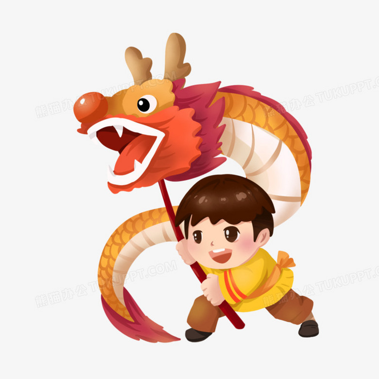 手绘卡通舞龙元素PNG图片素材下载_元素PNG_熊猫办公