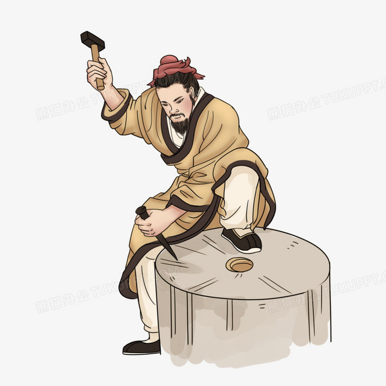 手绘古风鲁班古代人物png图片素材下载 手绘png 熊猫办公