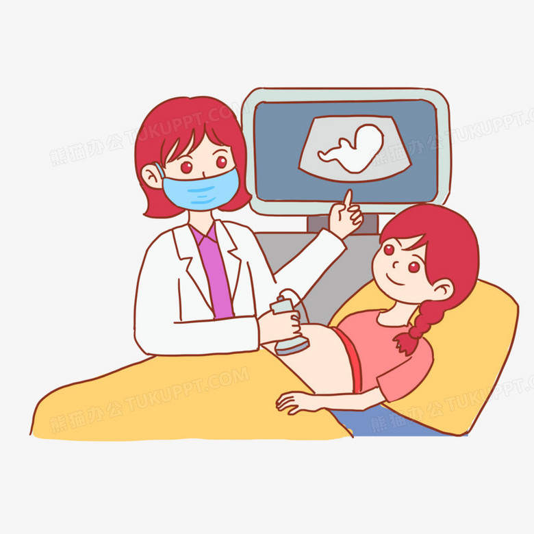 手绘卡通产检做b超免抠元素PNG图片素材下载_元素PNG_熊猫办公