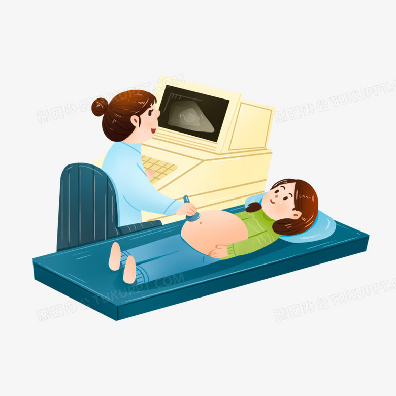 卡通手绘产检b超检查PNG图片素材下载_卡通PNG_熊猫办公