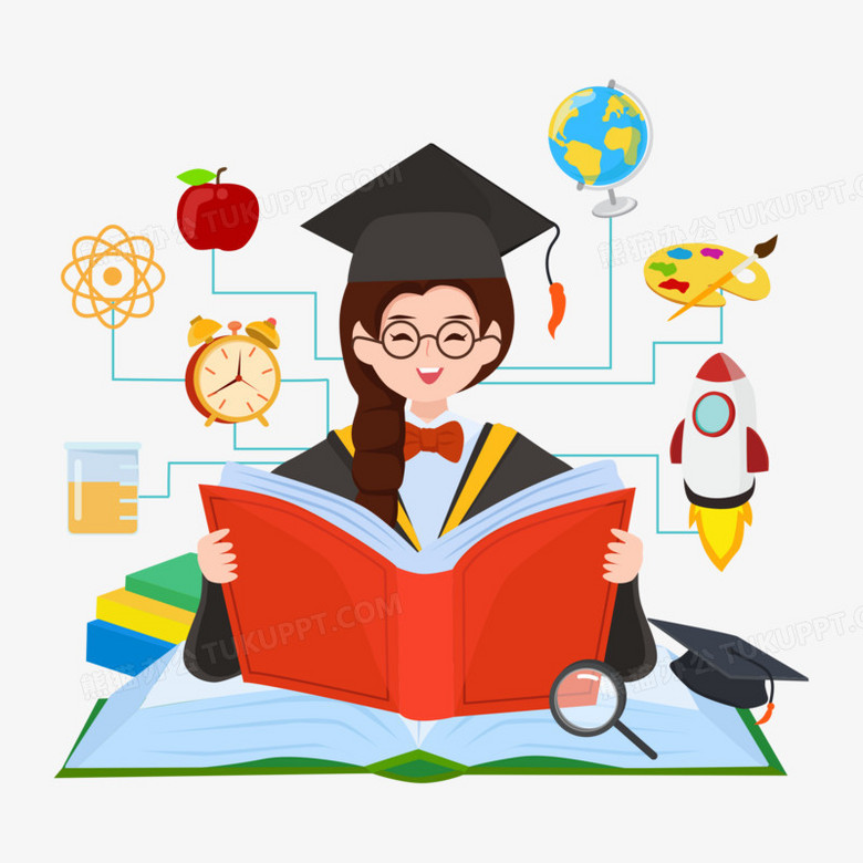 卡通矢量女博士做学术研究元素PNG图片素材下载_卡通PNG_熊猫办公