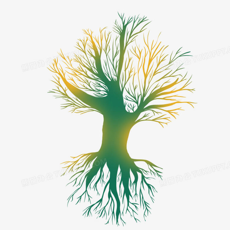 创意参天大树树根剪影元素PNG图片素材下载_元素PNG_熊猫办公