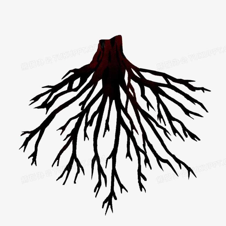 手绘大树树根剪影元素PNG图片素材下载_手绘PNG_熊猫办公