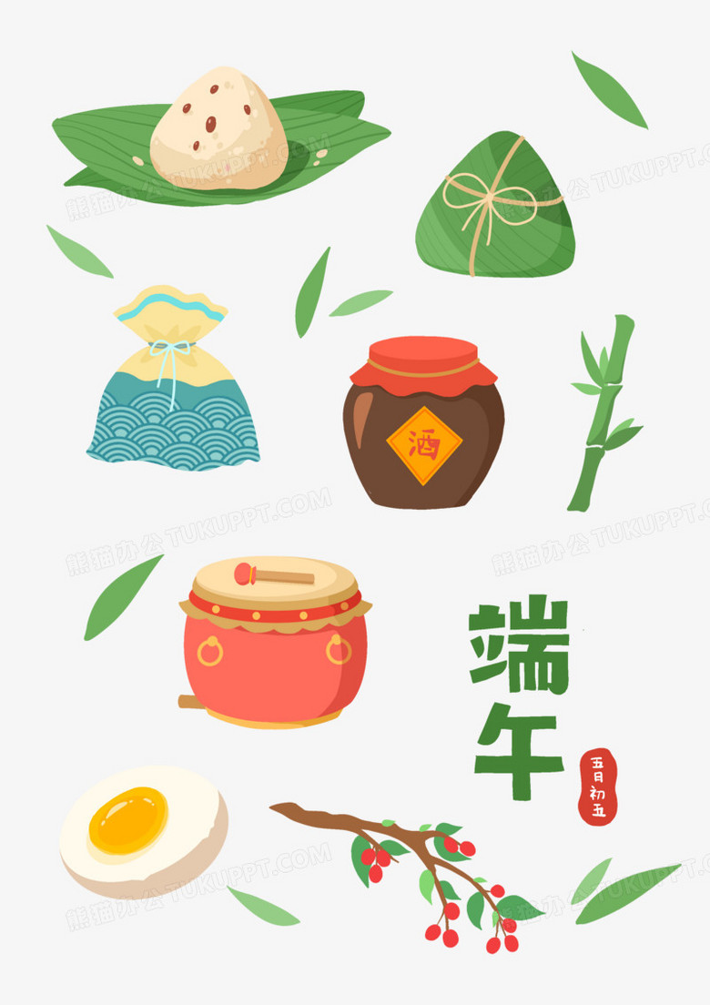 一组端午节小元素合集元素PNG图片素材下载_端午节PNG_熊猫办公