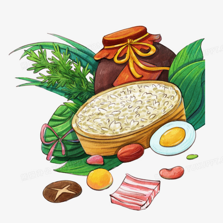 卡通手绘免抠包粽子原材料PNG图片素材下载_粽子PNG_熊猫办公