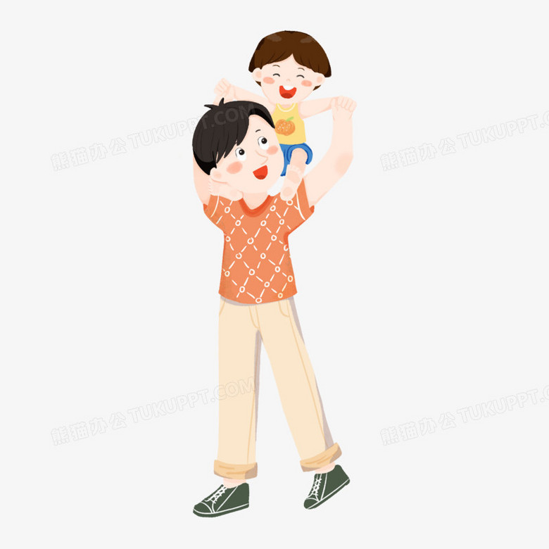卡通孩子在爸爸背上玩父亲节元素PNG图片素材下载_孩子PNG_熊猫办公