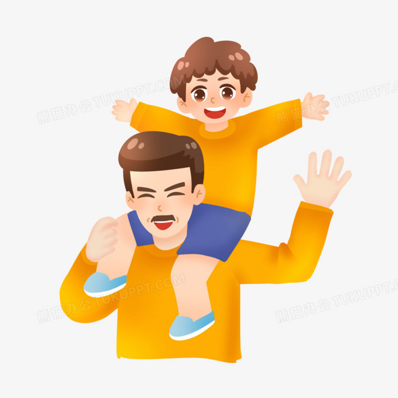 卡通手绘免抠爸爸和孩子元素PNG图片素材下载_手绘PNG_熊猫办公