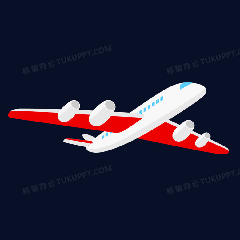 卡通红色飞机PNG图片素材下载_红色PNG_熊猫办公