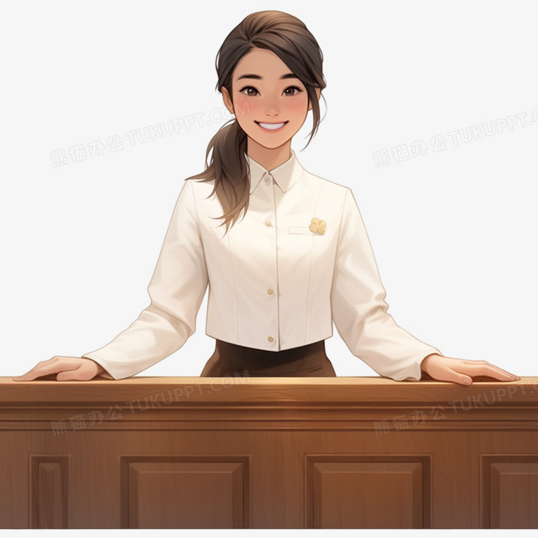 酒店前台接待处工作人员问讯处接待员形象元素PNG图片素材下载_酒店PNG_熊猫办公