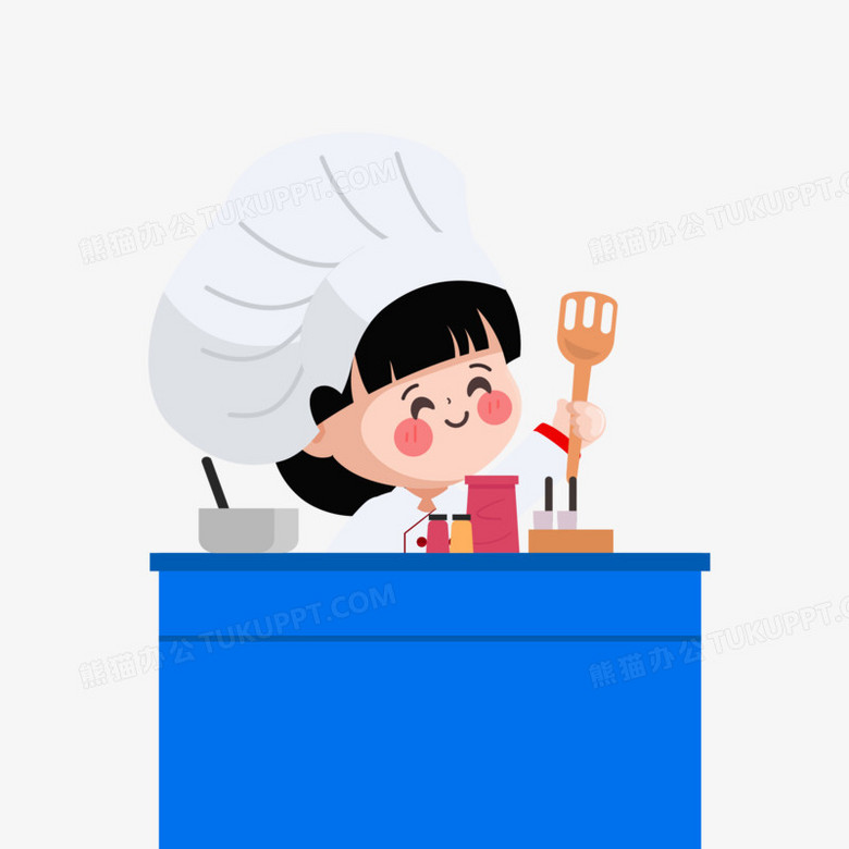 手绘卡通q版厨师免抠PNG图片素材下载_厨师PNG_熊猫办公