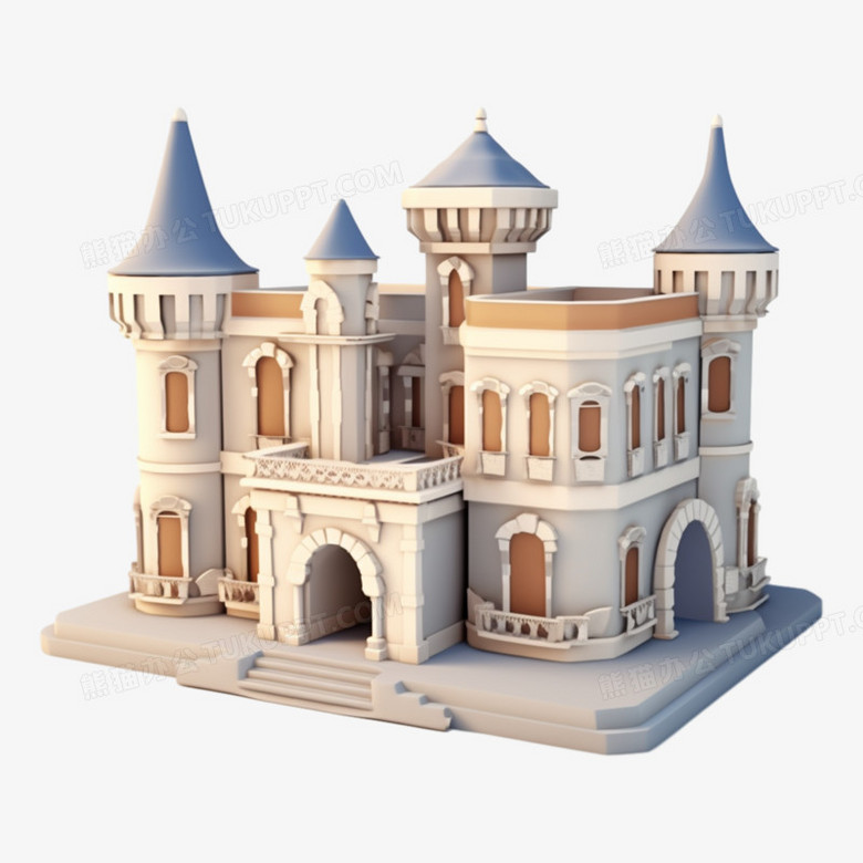 3d立体城堡c4d风PNG图片素材下载_C4D立体PNG_熊猫办公